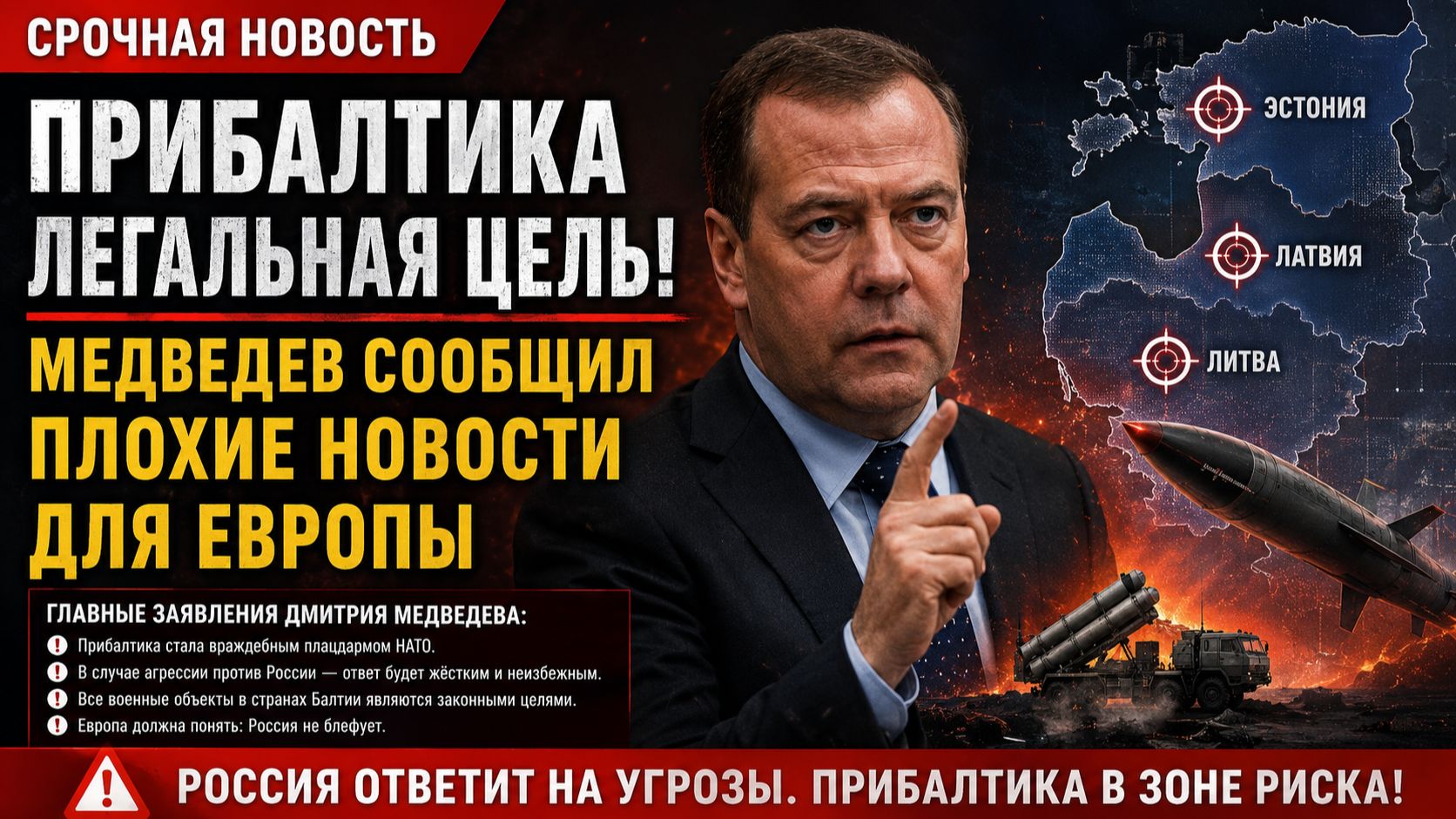 ПРИБАЛТИКА ЛЕГАЛЬНАЯ ЦЕЛЬ! МЕДВЕДЕВ СООБЩИЛ  ПЛОХИЕ НОВОСТИ