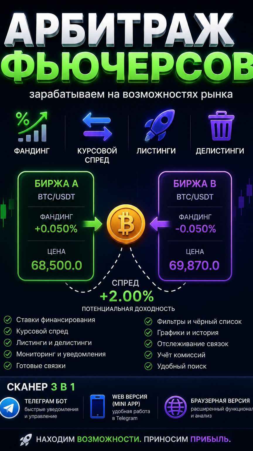 Лучший сканер связок для арбитража фьючерсов / Лутаем ставки финансирования и курсовые спреды