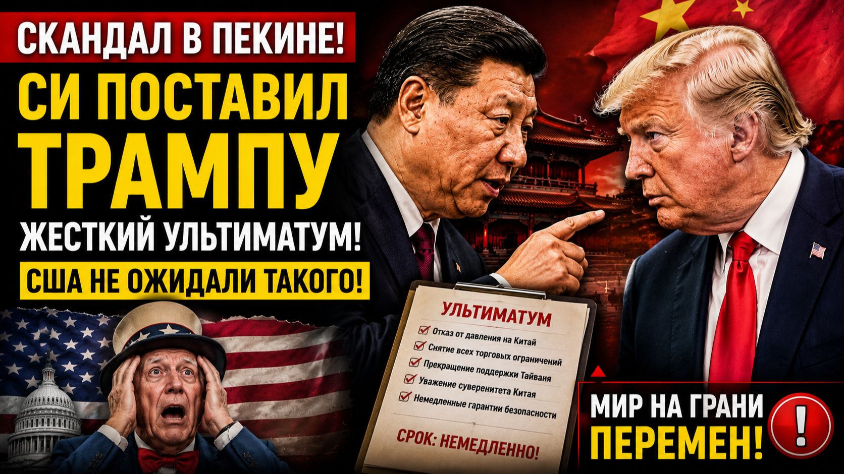 СКАНДАЛ В ПЕКИНЕ СИ  ПОСТАВИЛ ТРАМПУ ЖЕСТКИЙ УЛЬТИМАТУМ!  США НЕ ОЖИДАЛИ ТАКОГО