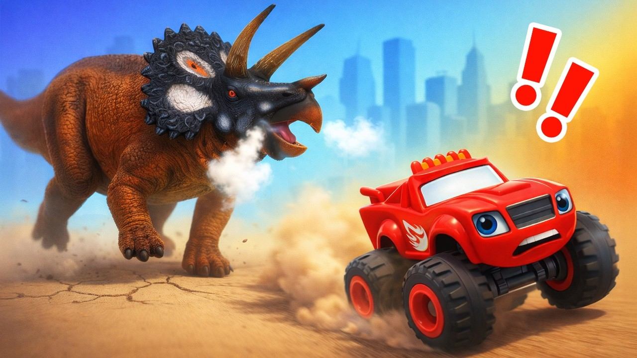 Машинки игрушки Вспыш и Зег | Приключение с динозавром