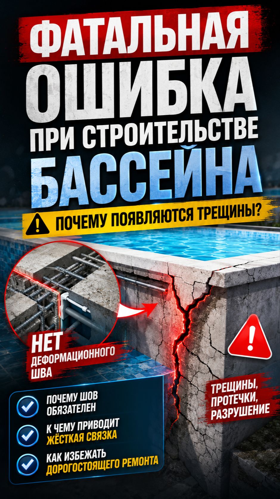 Почему трескается чаша бассейна? Главная ошибка строителей