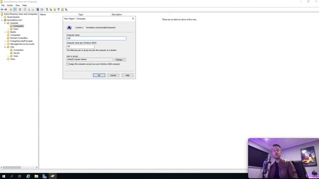 14. Creating a new Computer Account