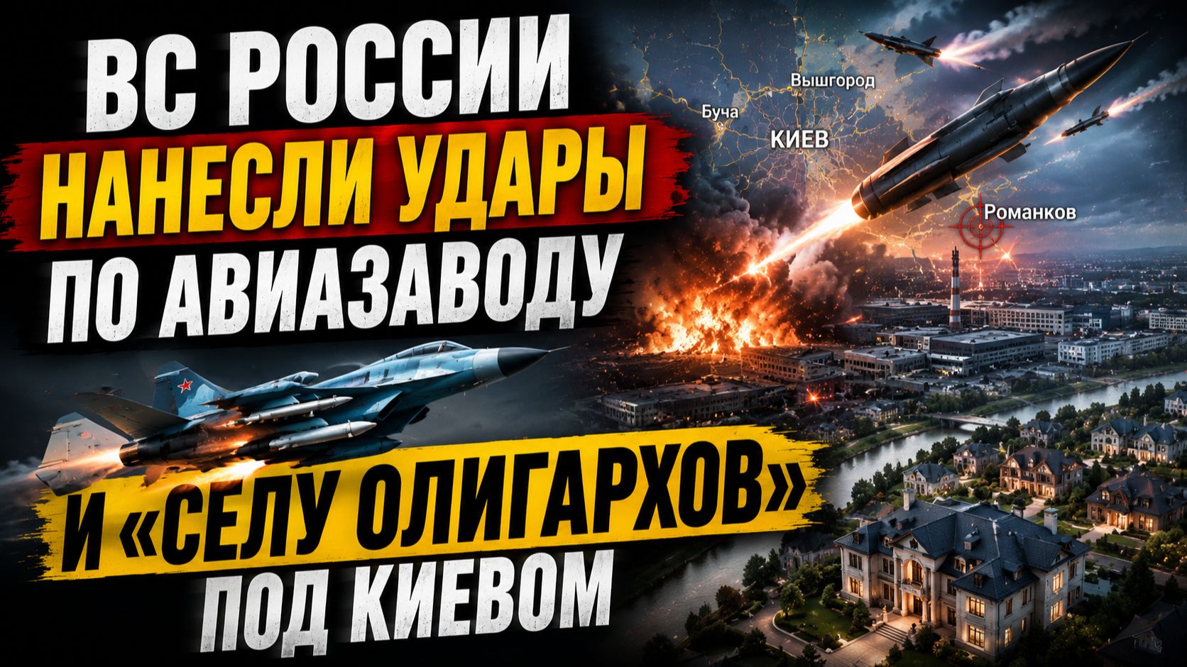 ВС России нанесли удары по авиазаводу и «селу олигархов» под Киевом