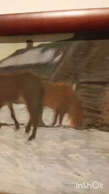 Серов В. Баба с лошадью. Стригуны на водопое. Поленова Е. Крыши в дождь.