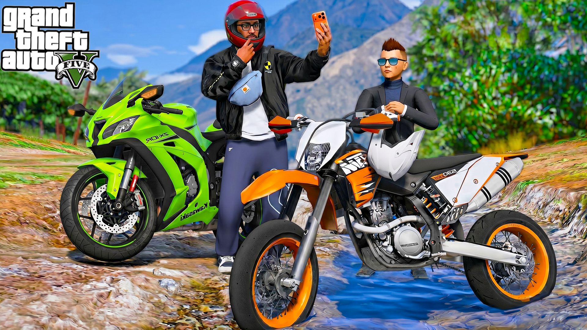 ОТЕЦ И СЫН В GTA 5 - УЧУ ШКОЛЬНИКА ЕЗДИТЬ НА ПИТБАЙКЕ KTM! СЫН ПЕРВЫЙ РАЗ СЕЛ НА МОТОЦИКЛ! 🌊ВОТЕР