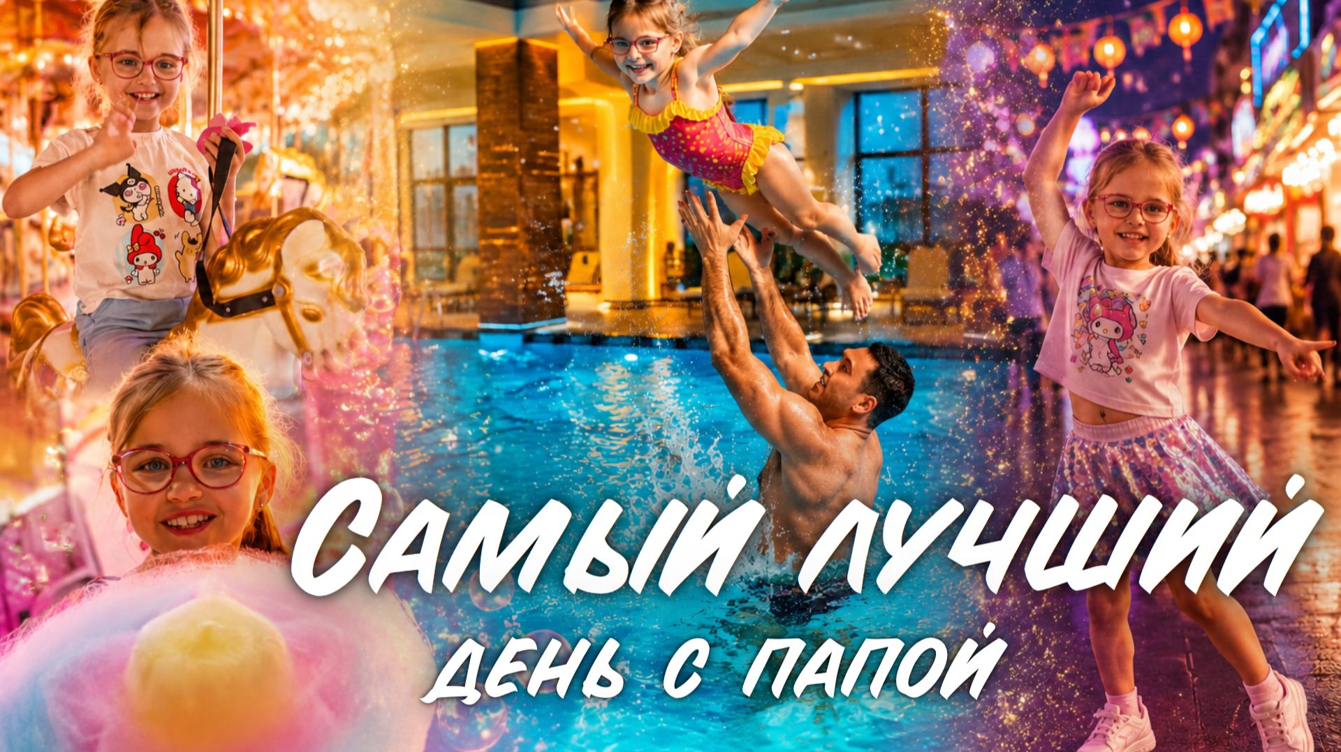 Лучший день с папой! #карусель, #сладкая вата, #бассен,#папа с дочкой,#игры,#плавание,#игрушки,#lol