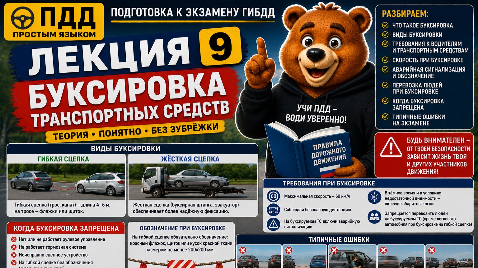 ПДД Лекция 9. Буксировка транспортных средств | ПДД простым языком