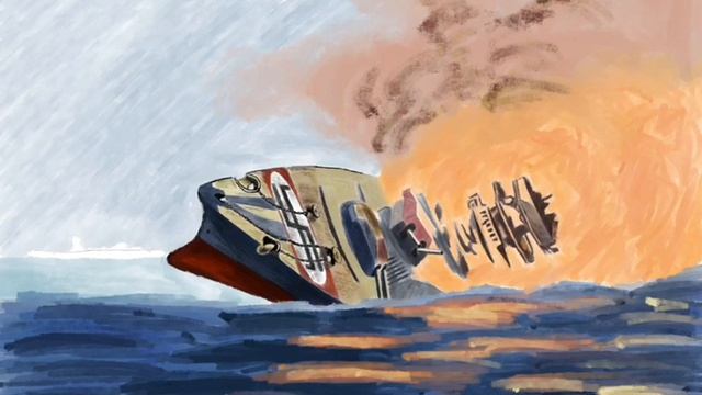 Гибель линкора Бисмарк [Процесс рисования]