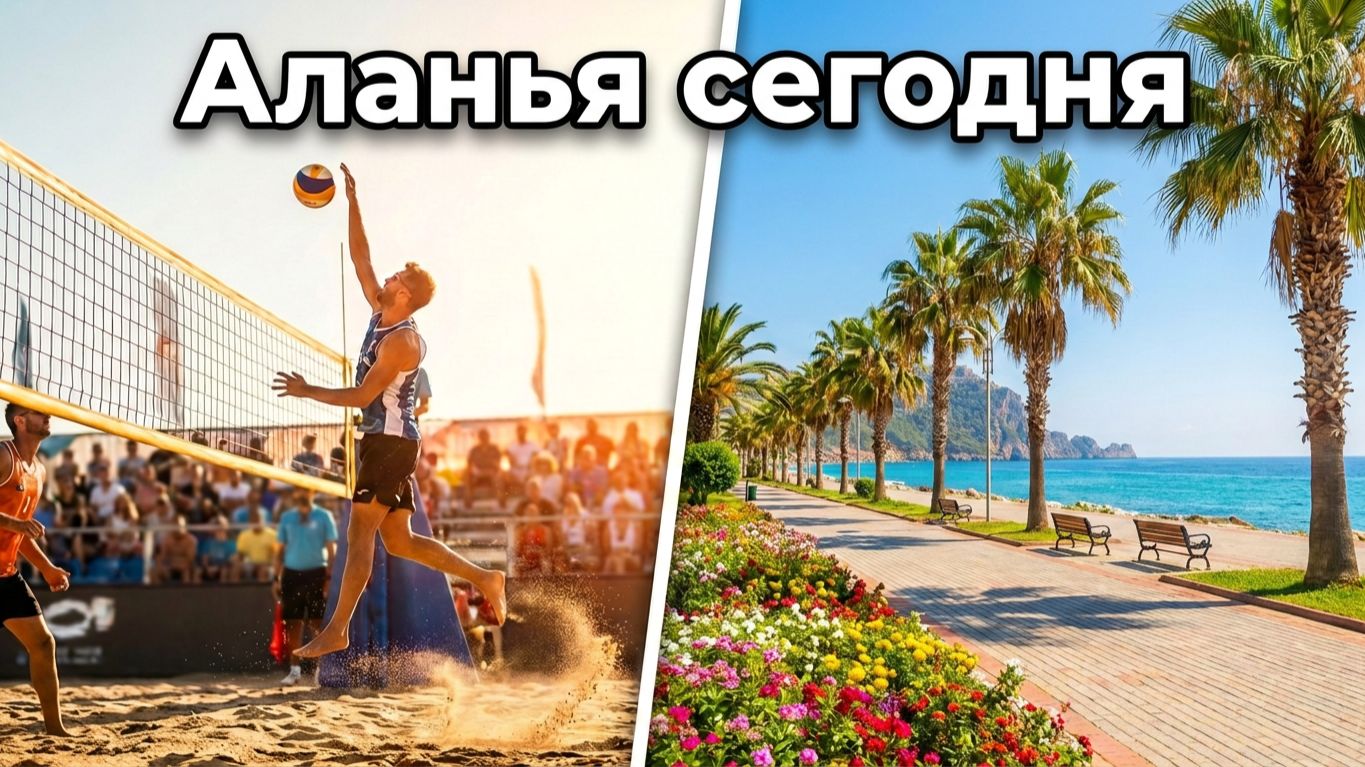 ЖАРКИЙ волейбол в Аланье 🏐 Соревнования на пляже и обзор набережной