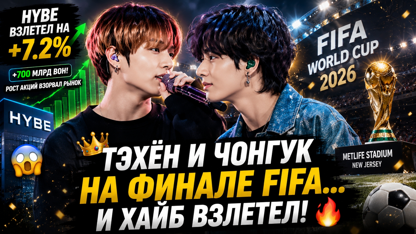 😱⚽ Тэхён и Чонгук выходят на финал "FIFA"… и Хайб взлетел на миллиарды!