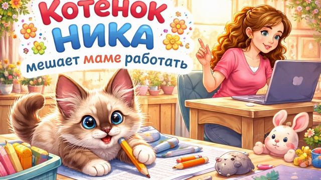 Аудиосказка поучительная сказка на ночь котенок ника и мама работающая на дому