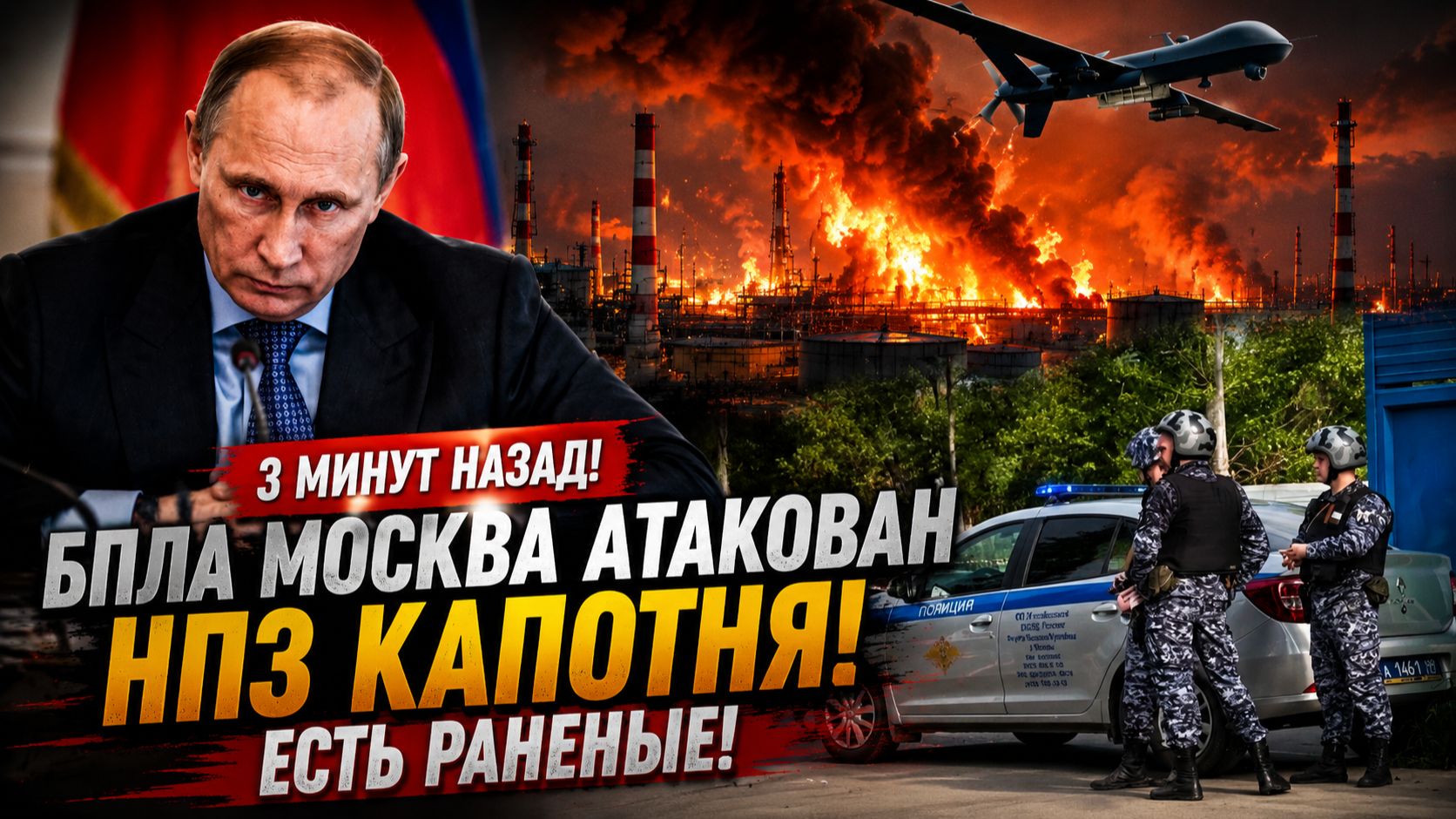 3 МИНУТ НАЗАД БПЛА МОСКВА  НПЗ КАПОТНЯ! ЕСТЬ РАНЕНЫЕ