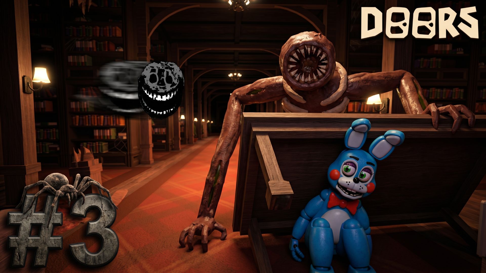 🔷ТОЙ БОННИ ВСТРЕТИЛ МОНСТРА - ФИГУРУ В БИБЛИОТЕКЕ🔷Doors (Roblox)