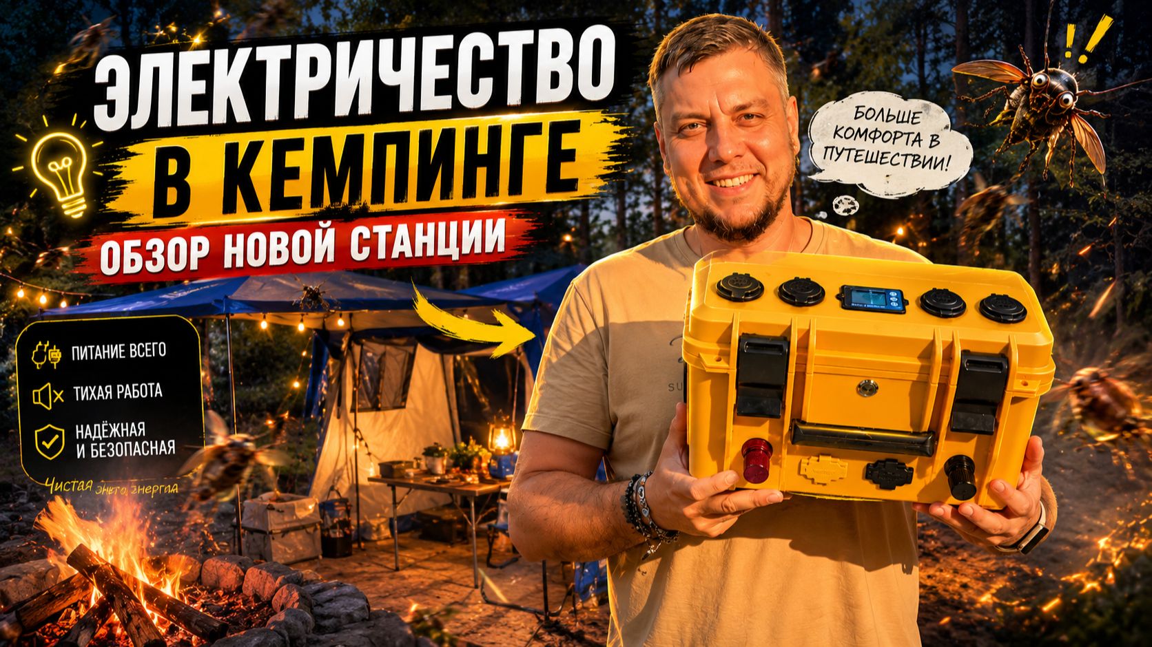 ЭЛЕКТРИЧЕСТВО В КЕМПИНГЕ - ОБЗОР НОВОЙ СТАНЦИИ И ГОТОВИМ ВКУСНЕЙШИЙ ШАШЛЫК