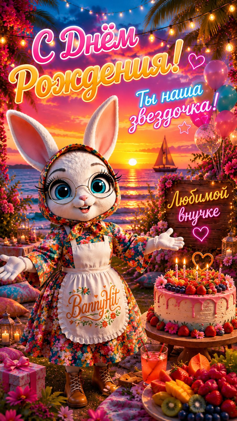 🌸 С Днём Рождения, любимая внученька! Самое нежное поздравление от бабушки 💖🐰