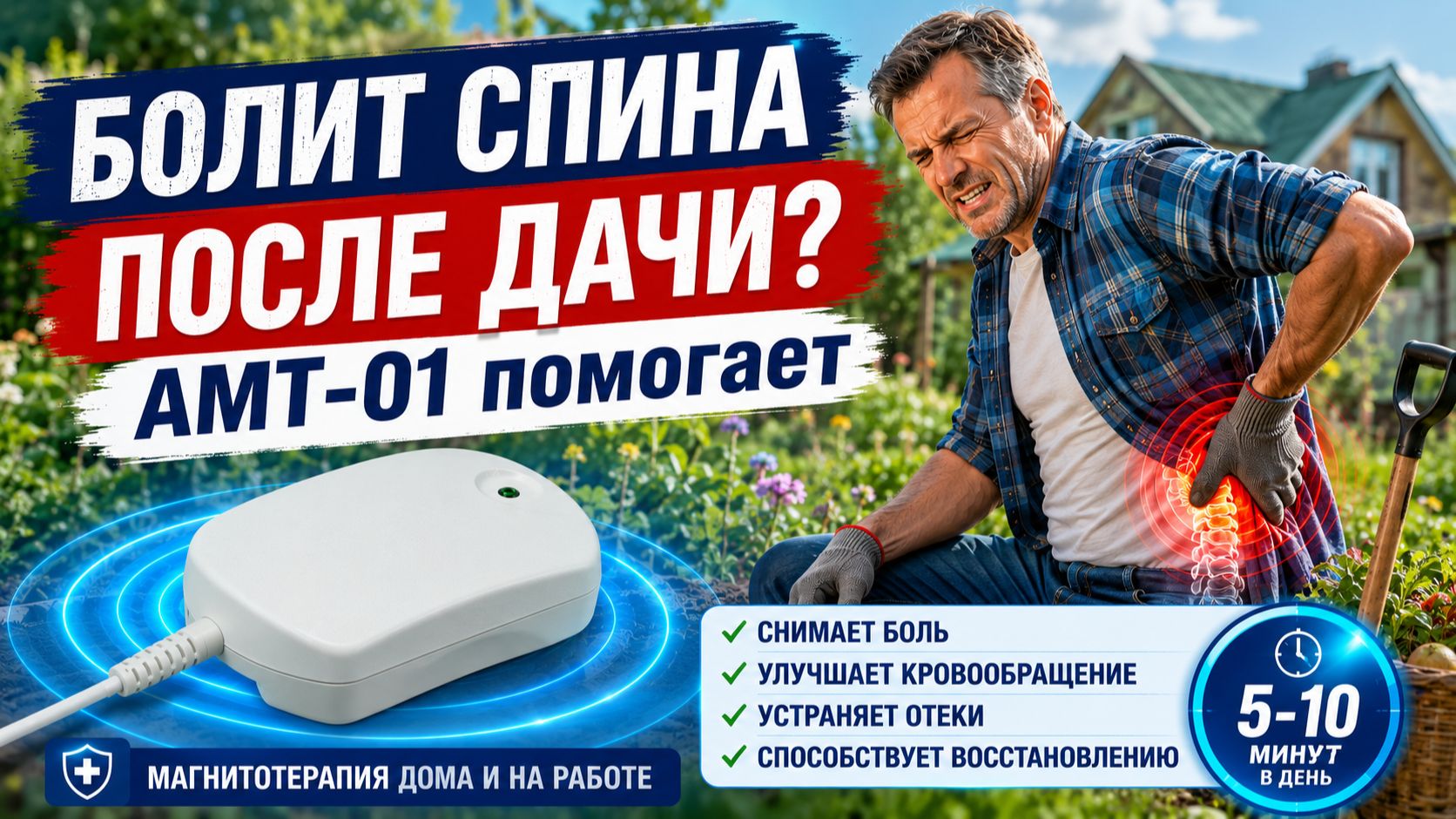 Боль в спине и суставах после дачи? Как помогает магнитотерапия AMT-01