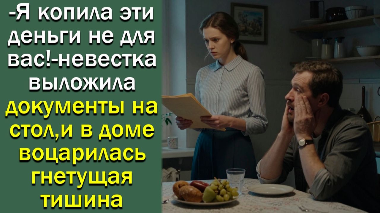 -Я копила эти деньги не для вас!- невестка выложила документы на стол, и в доме воцарилась  тишина