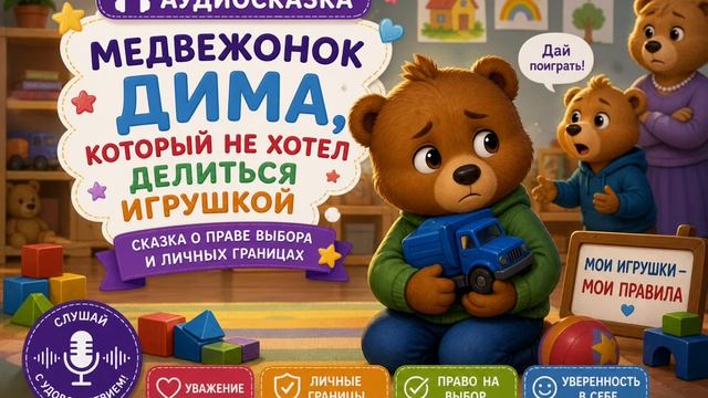 Аудиосказка медвежонок мишка который не хотел делиться поучительная сказка на ночь