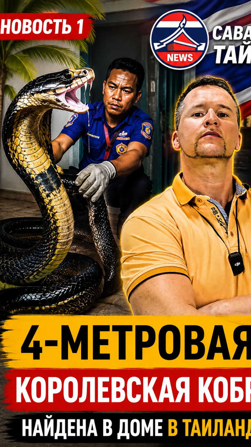 В ТАИЛАНДЕ 4-МЕТРОВАЯ КОБРА ЗАПОЛЗЛА ПРЯМО В ДОМ
