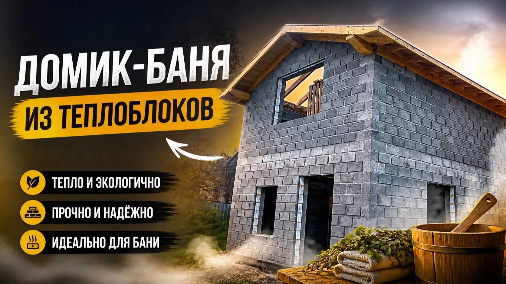 Домик-Баня из теплоблоков