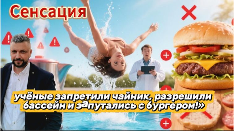 «Сенсация: учёные запретили чайник, разрешили бассейн и запутались с бургером!»