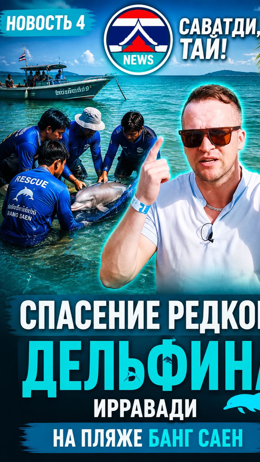В ТАИЛАНДЕ СПАСАЛИ ДЕТЁНЫША РЕДКОГО ДЕЛЬФИНА