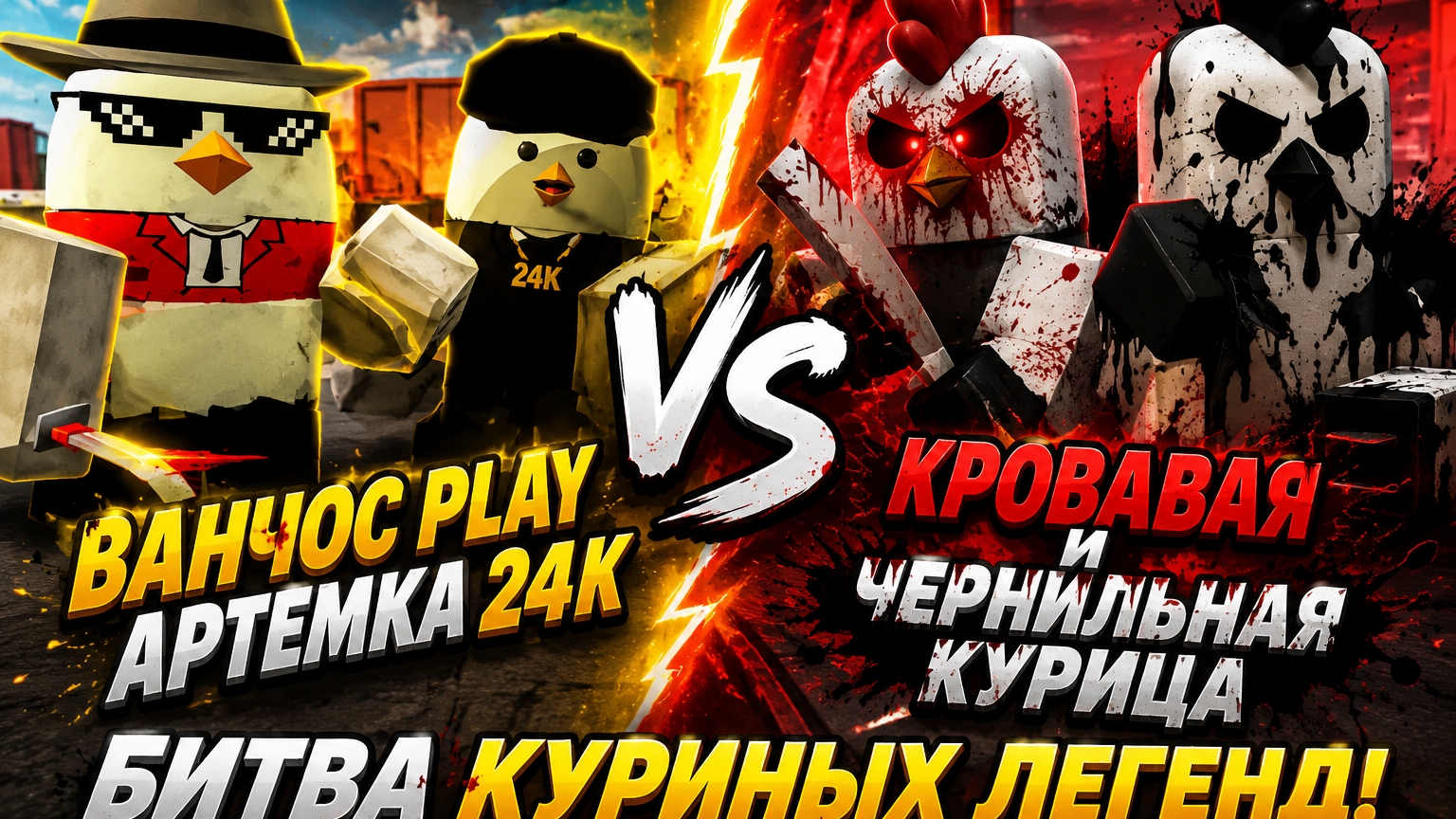 я и Артемка 24к  vs кровавая курица и чернильная курица