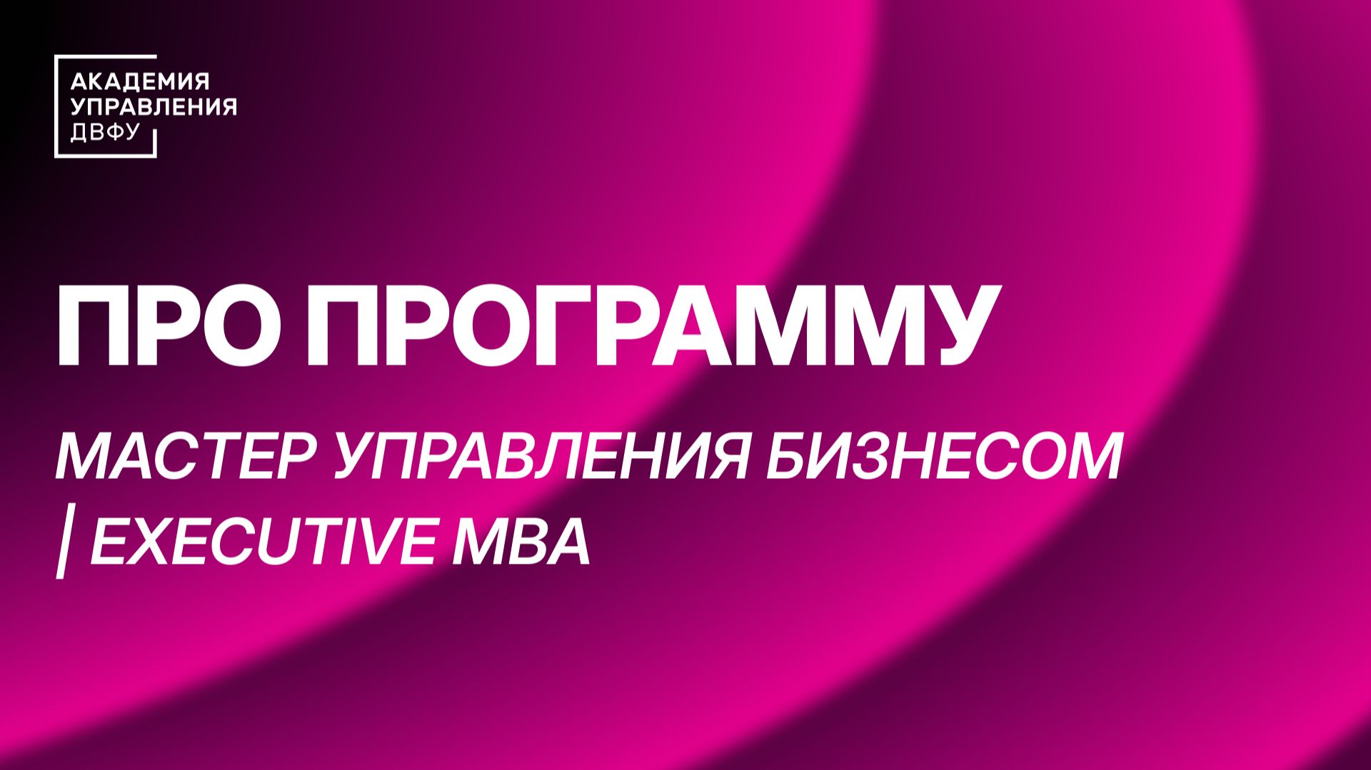 О программе Executive MBA