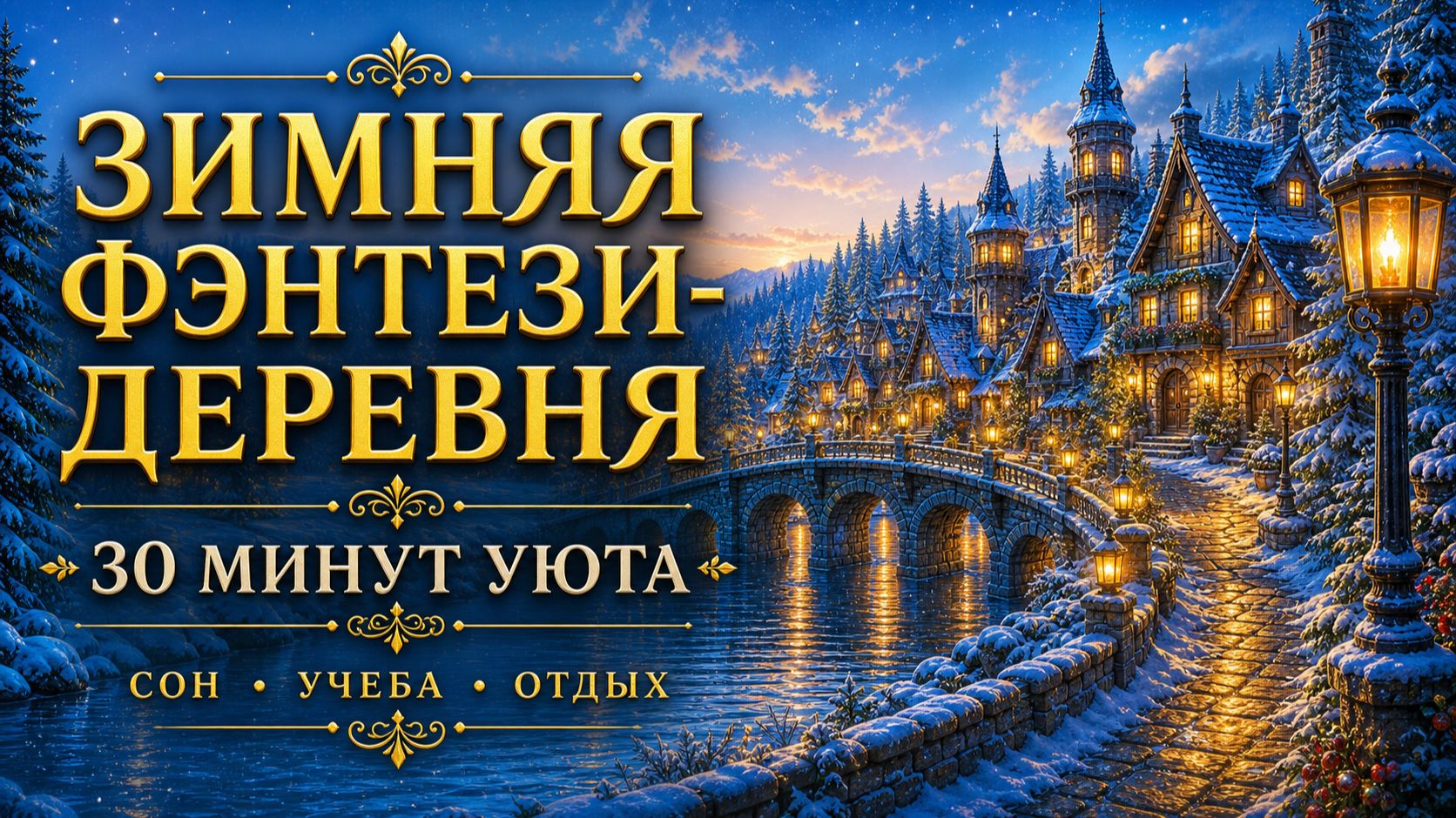 Зимний день в уютной фэнтези-деревне | 30 минут атмосферы для сна, учебы и отдыха