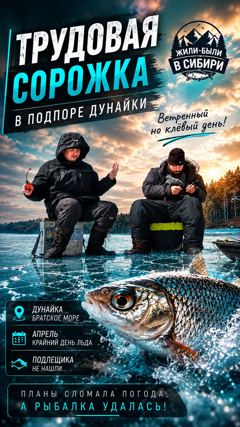 Смена погоды сломала клёв! Подлёдная рыбалка в подпоре Дунайки (Апрель)