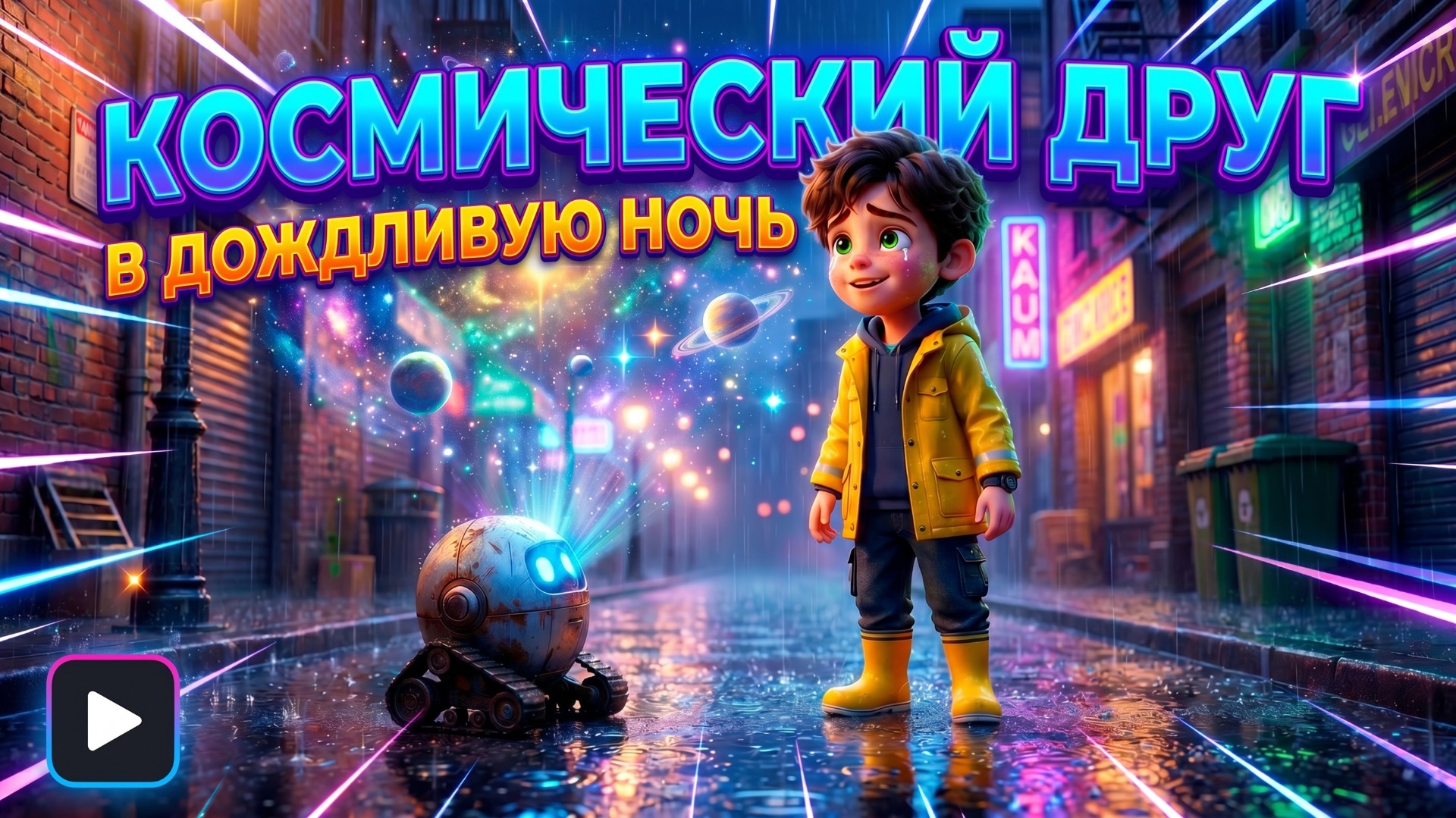 Космический друг в дождливую погоду