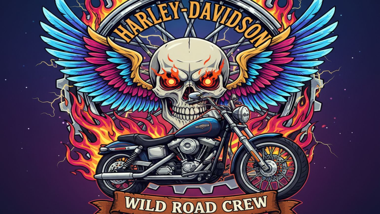 Кружка с принтом Harley-Davidson wild road crew — подарок байкеру