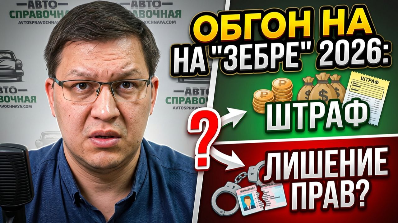 Обгон на пешеходном переходе 2026: штраф или лишение?