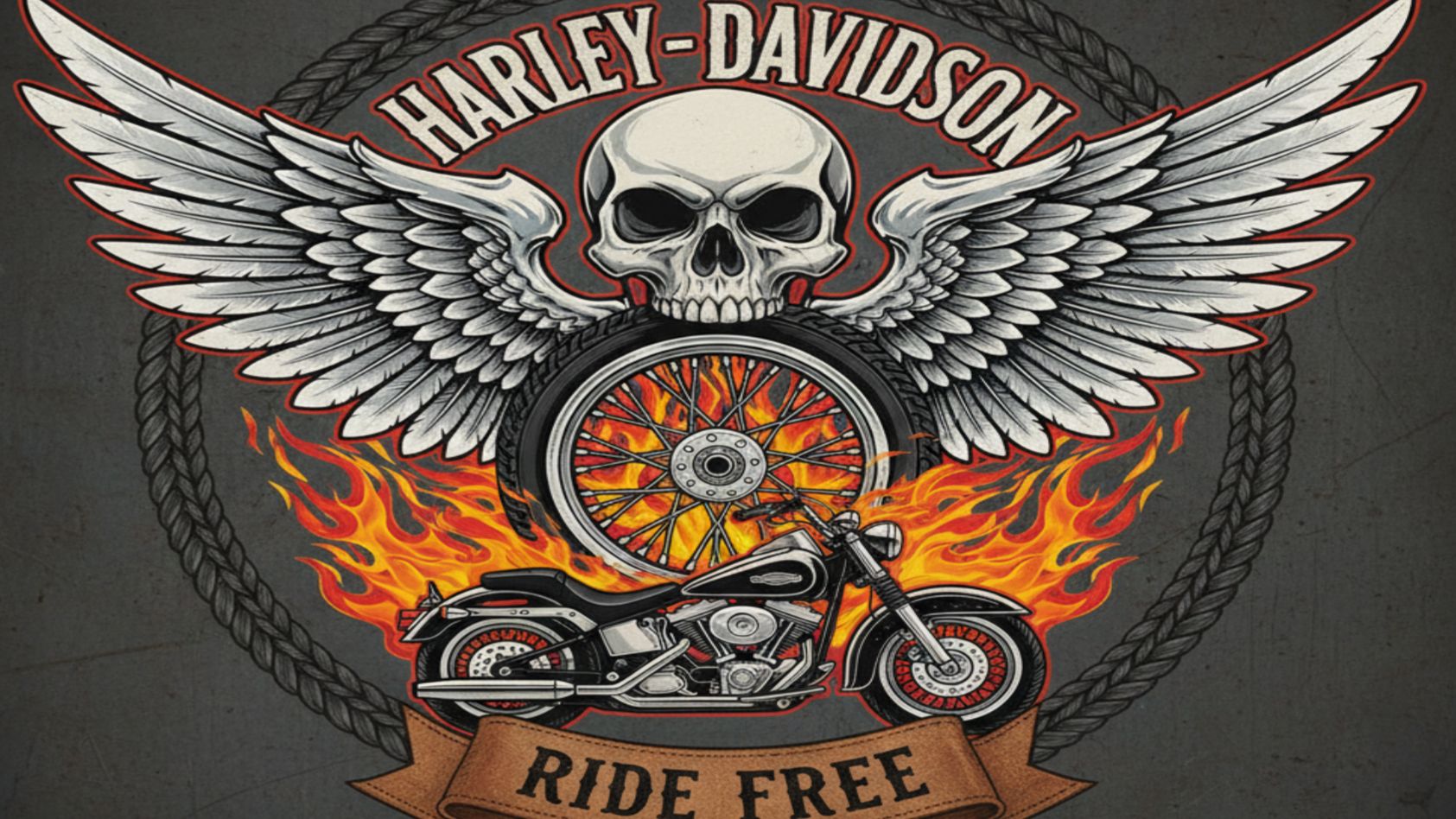 Кружка с принтом Harley-Davidson RIDE FREE — свобода для байкера