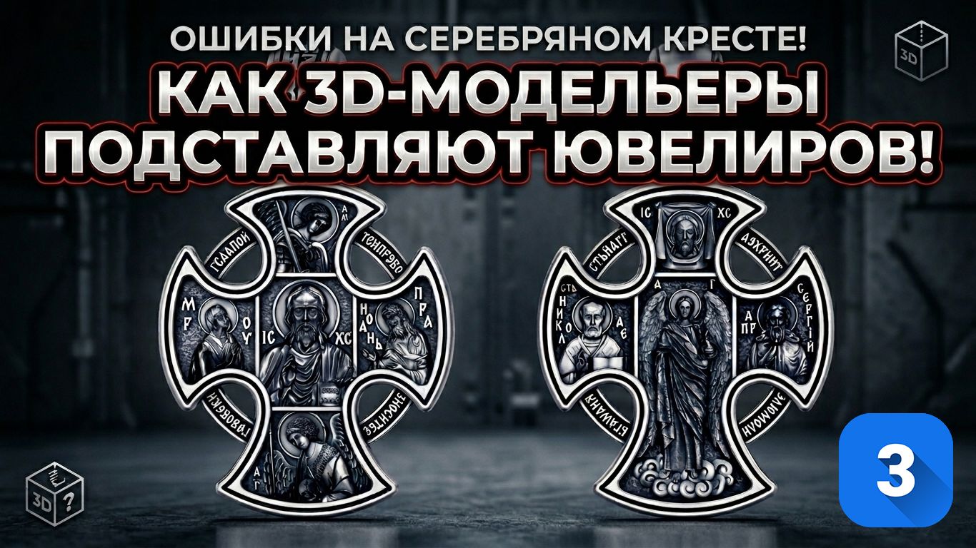 Грамматические ошибки на серебряном кресте! Как 3-D модельеры подставляют ювелиров! (Часть-3).