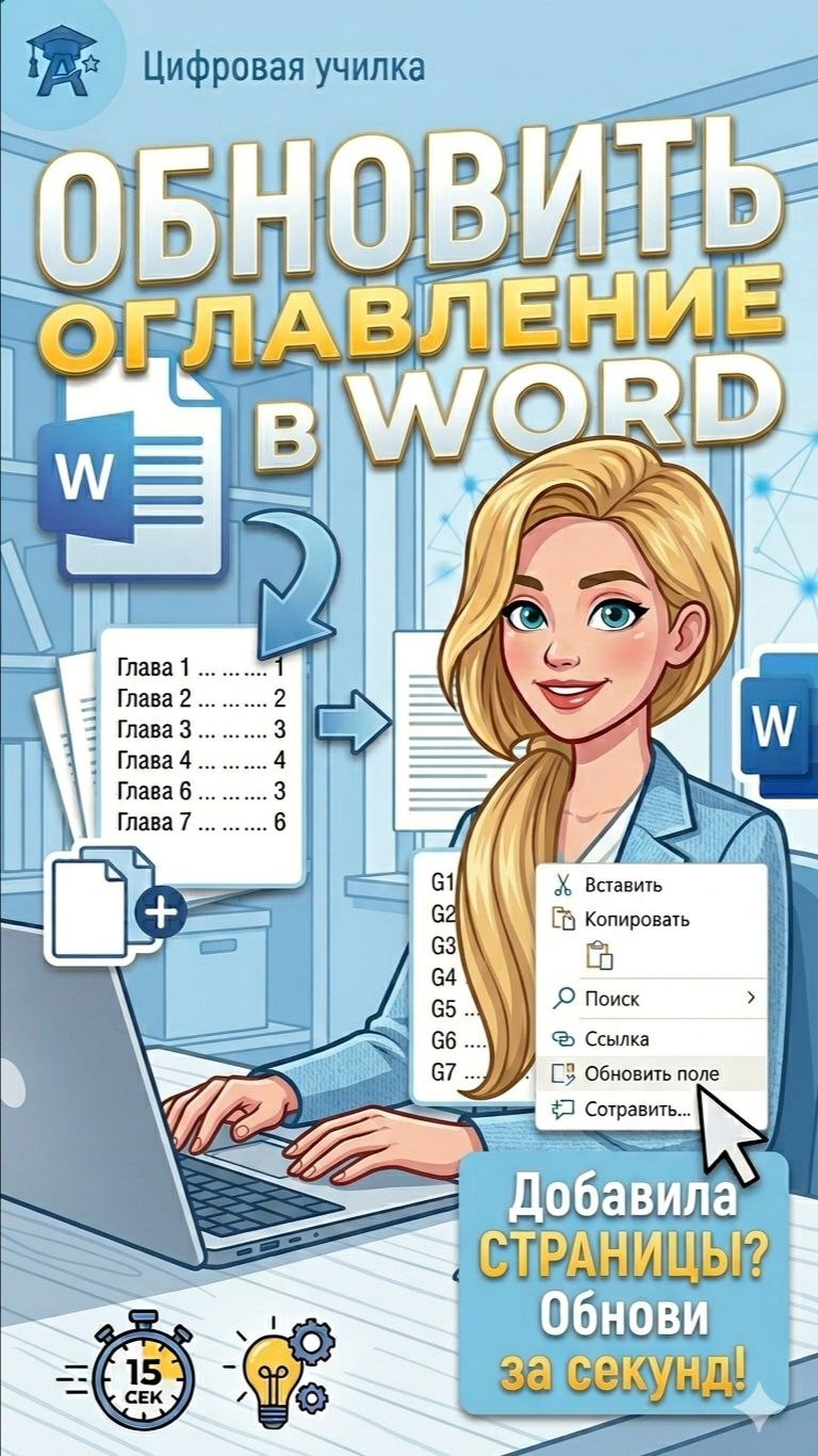 Как обновить автоматическое оглавление в Word за 1 клик. Лайфхаки для учебы и работы