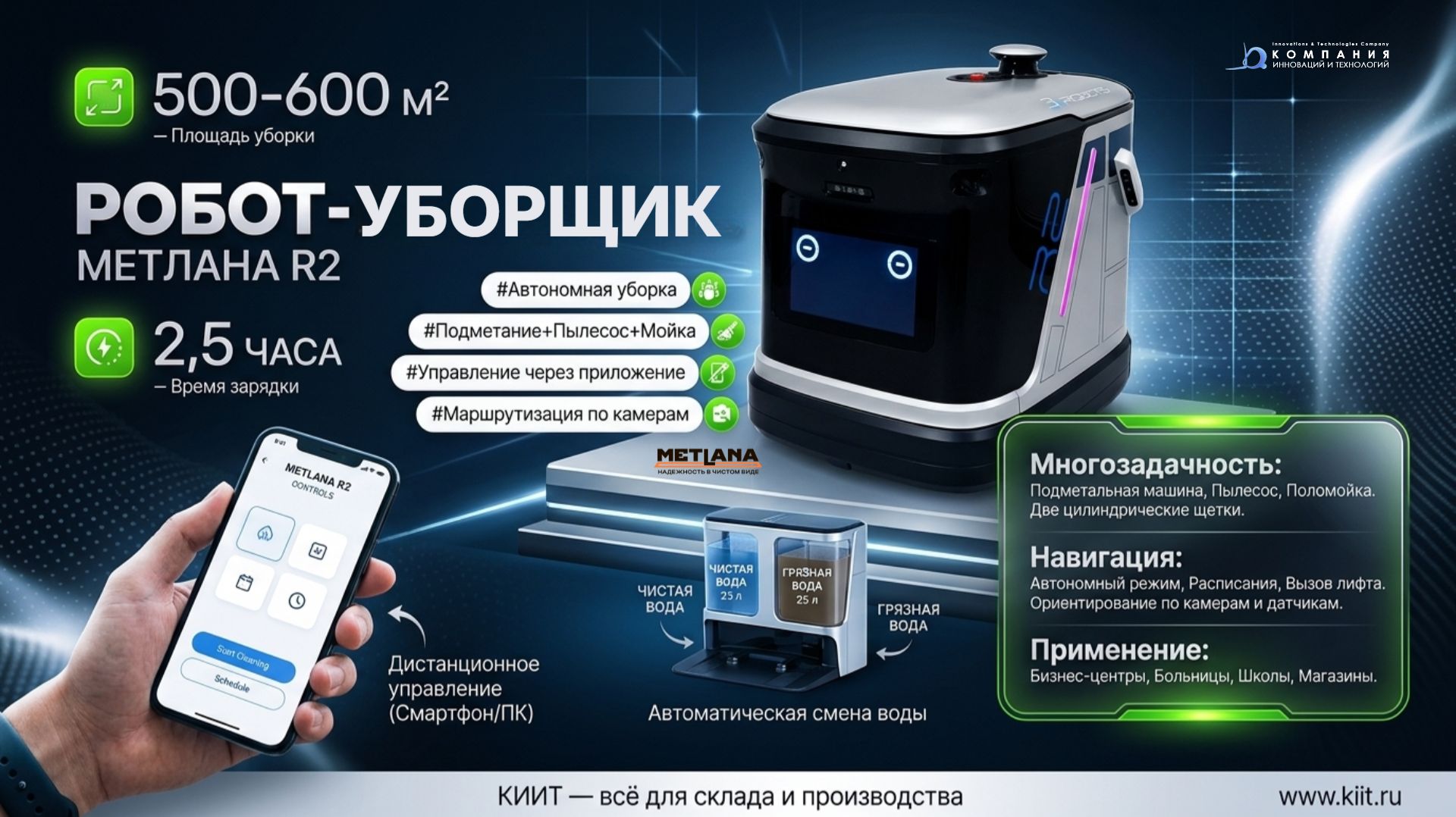 Робот-уборщик Метлана R2 — интеллектуальная автоматическая уборка коммерческих объектов - КИИТ