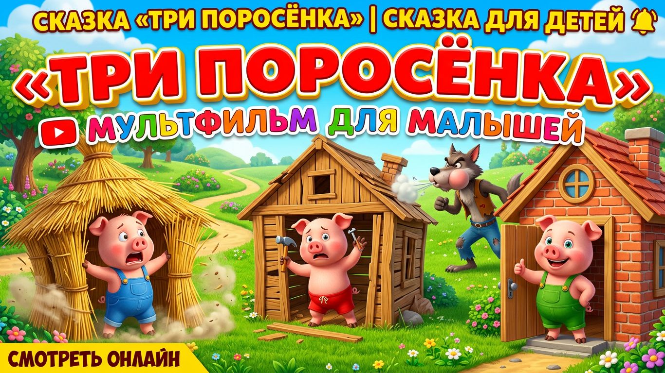 Сказка «Три поросёнка» | Сказка для детей | Мультфильм для малышей смотреть онлайн