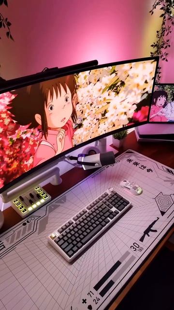 Have a great day 💚🩷#gamingsetup#gamingroom#deskgoals#pcsetup#desksetup#desk#deskdecor#gamingpc