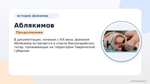 Фамилия Аблякимов: происхождение, значение и склонение