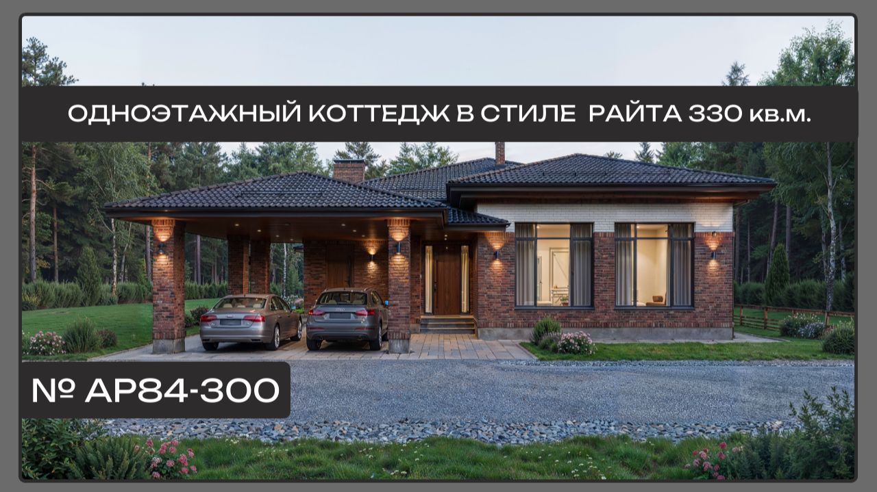 Одноэтажный коттедж в стиле Райта 330 кв.м.