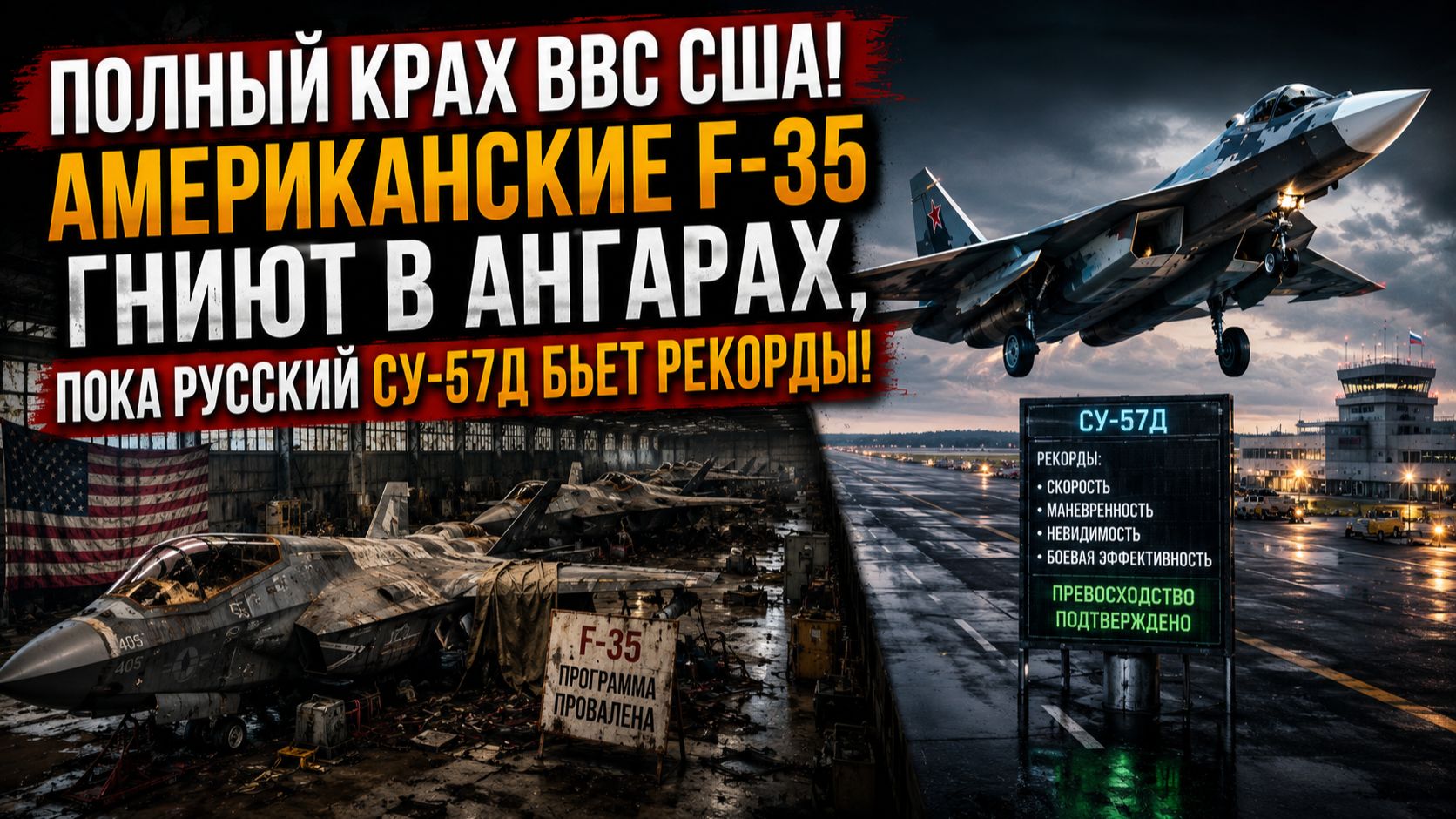 ПОЛНЫЙ КРАХ ВВС США! Американские F-35 гниют в ангарах, пока русский Су-57Д бьет рекорды!