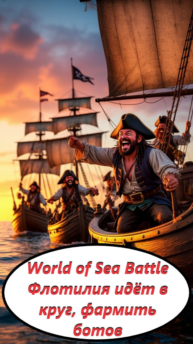 World of Sea Battle Флотилия идёт в круг, фармить ботов