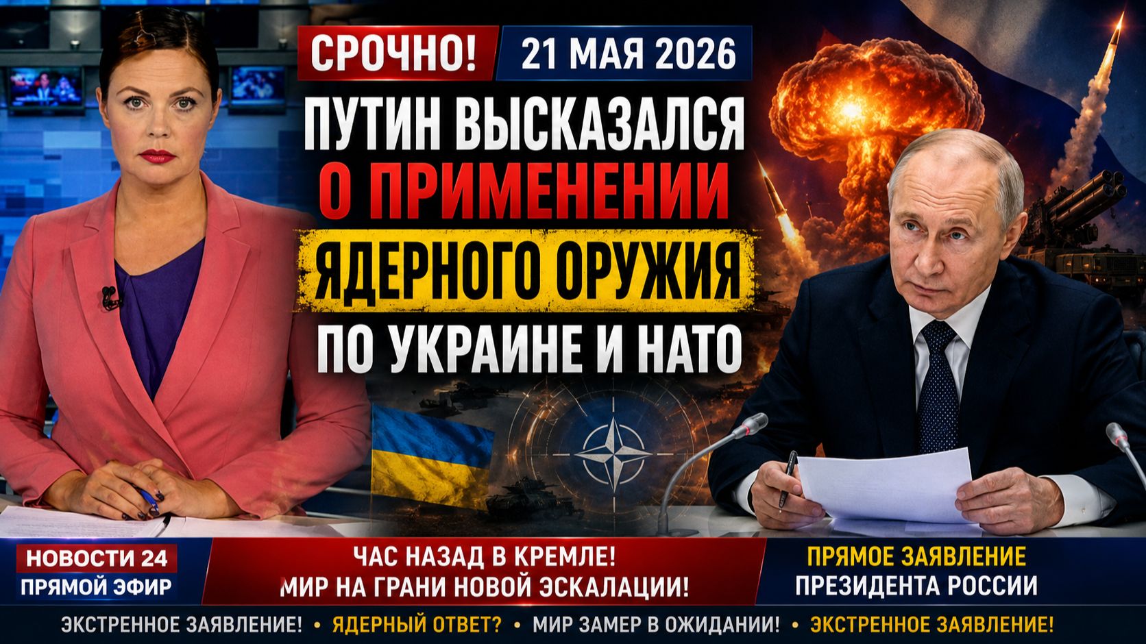 Час Назад в Кремле Путин высказался о применении ядерного оружия по Украине и НАТО