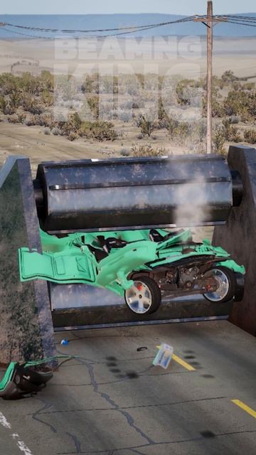 Автомобили против валковой дробилки — BeamNG.drive