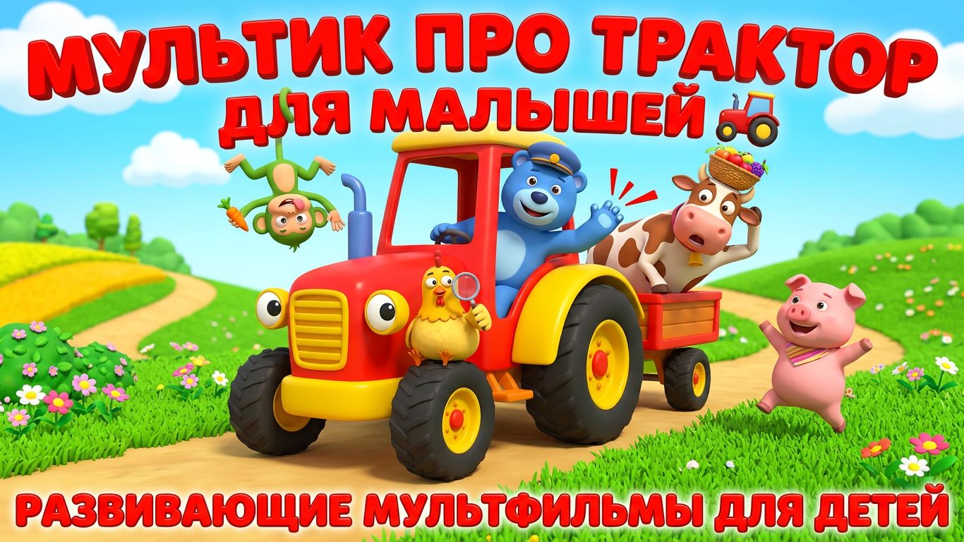Мультик про трактор для малышей 🚜 Развивающий мультфильм для детей 1–3 лет | Учим цвета и технику