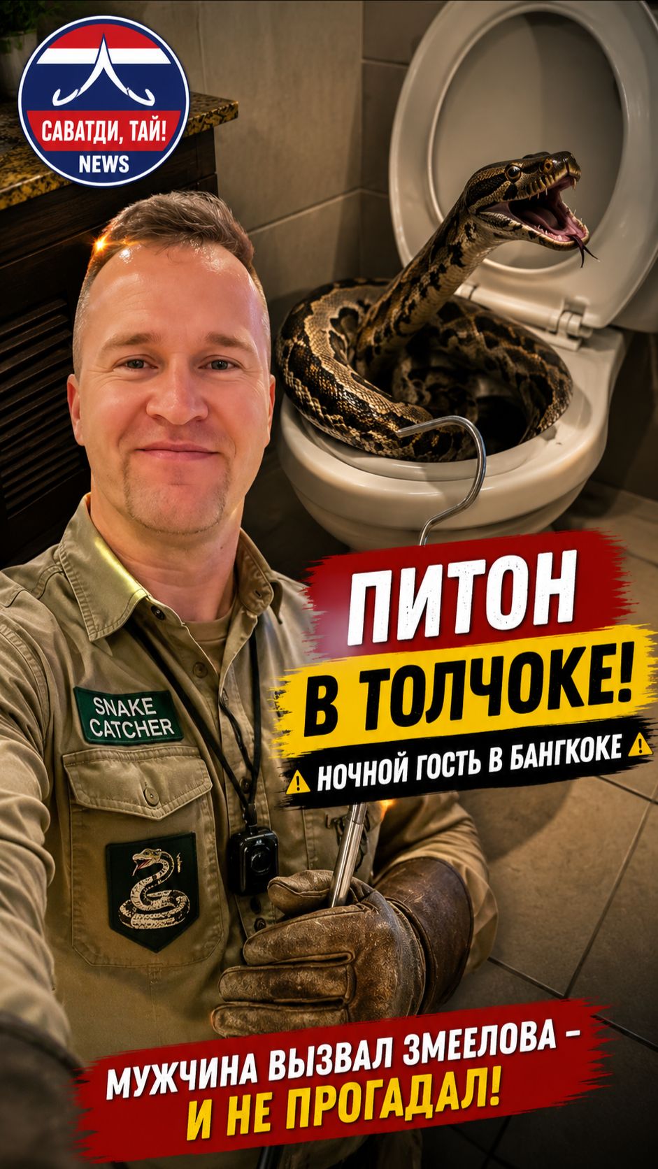 БАНГКОК: ПОШЁЛ НОЧЬЮ В ТОЛЧОК… А ТАМ ПИТОН #новости #news #новостисегодня