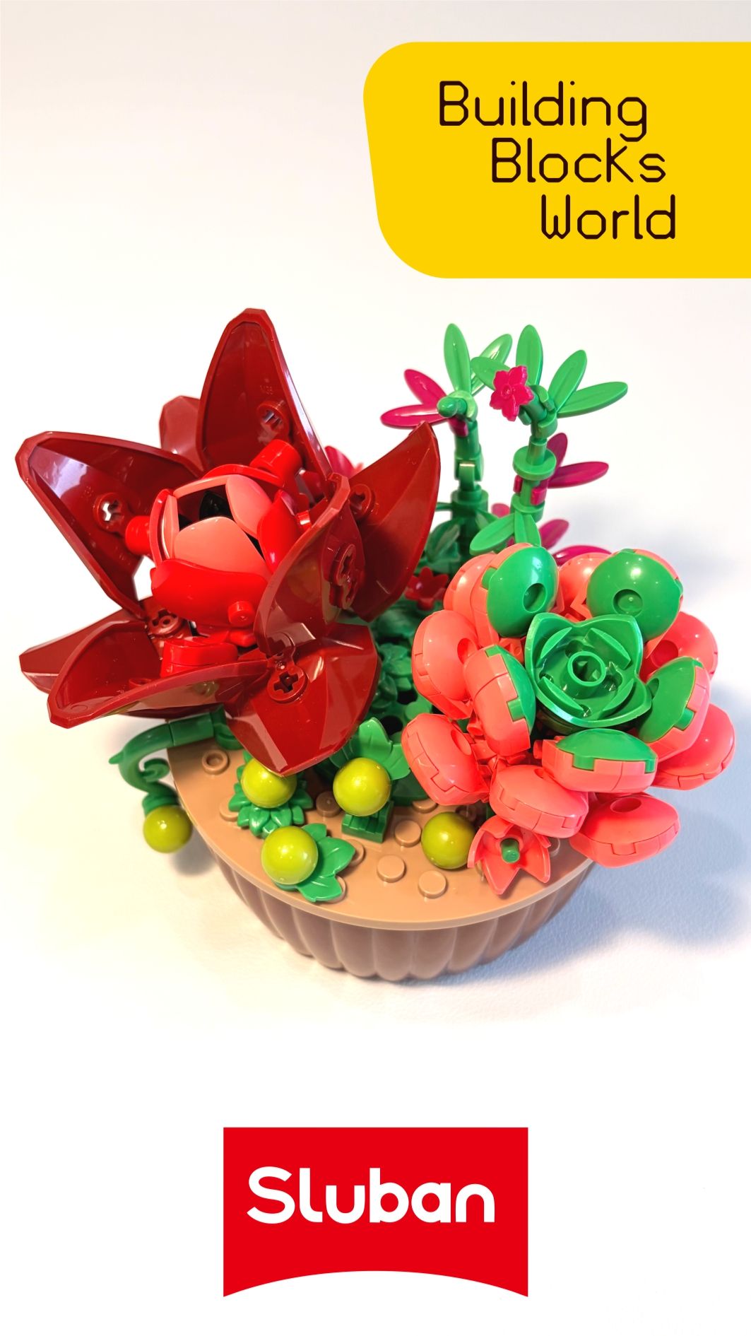 Сборка конструктора "Sluban" серия "PLEYERID" (M38-P8080) Potted plant (Суккуленты) #sluban