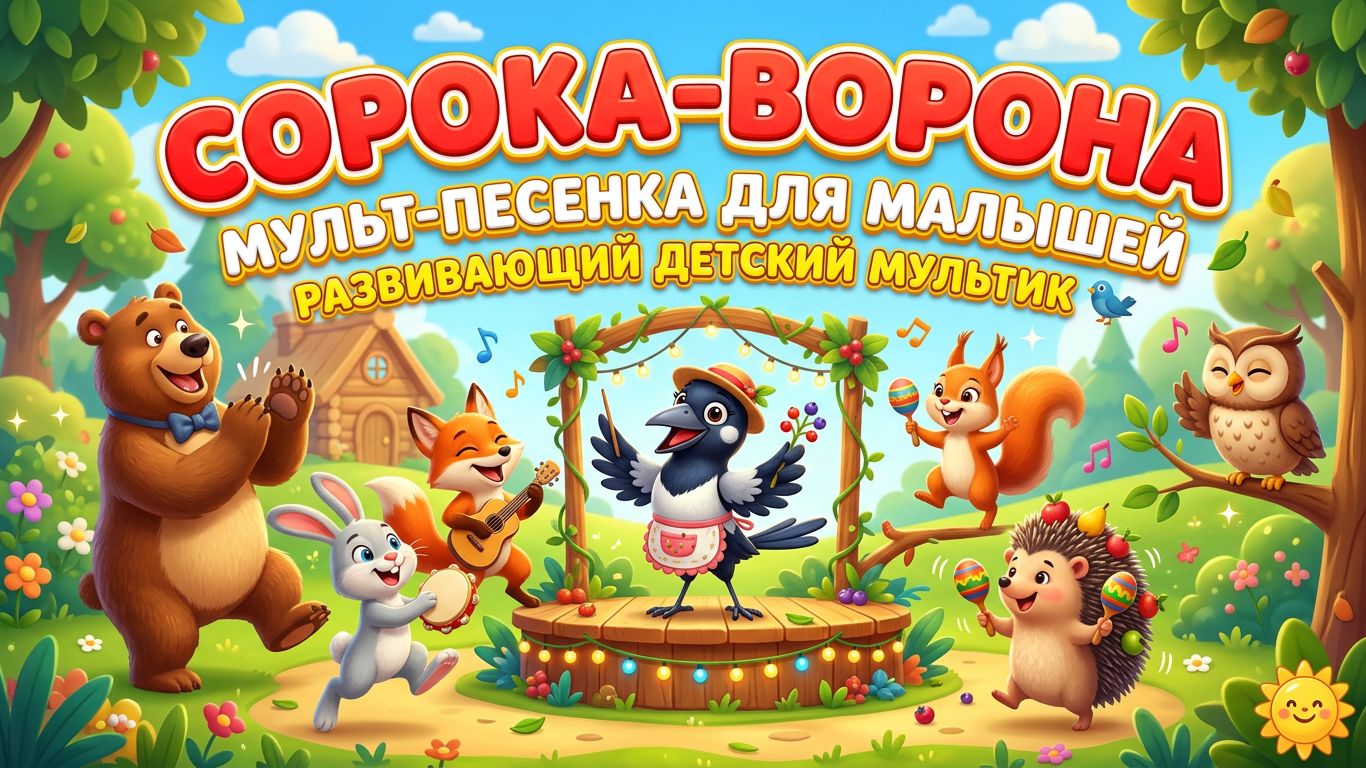 Сорока-Ворона 🐦 | Мульт-песенка для малышей | Развивающий детский мультик