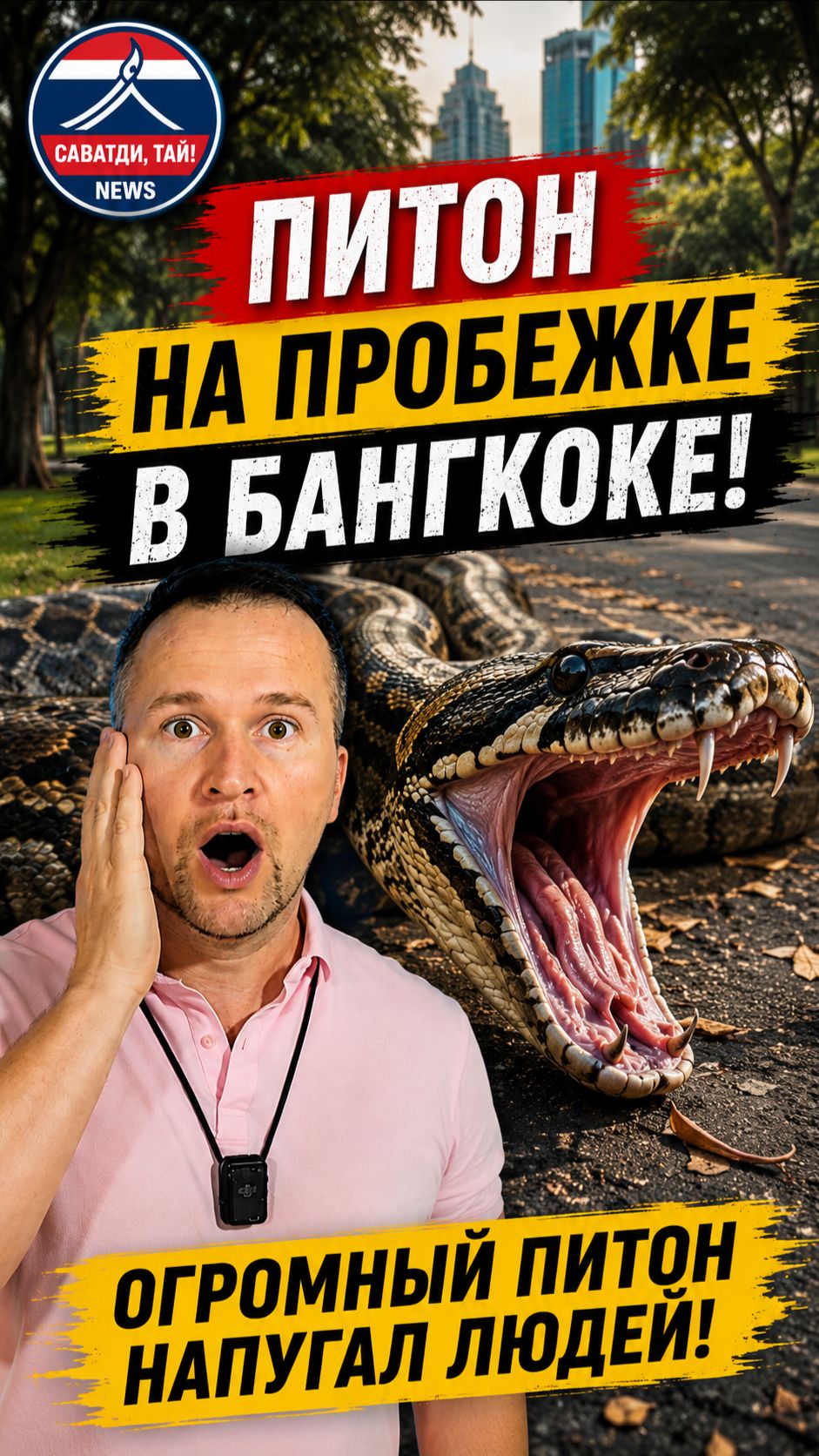 БЕЖАЛ ПО БАНГКОКУ… И ВСТРЕТИЛ ОГРОМНОГО ПИТОНА #новости #news #новостисегодня